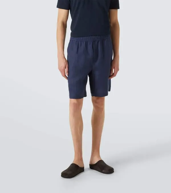 Sunspel Linen Shorts - Blue