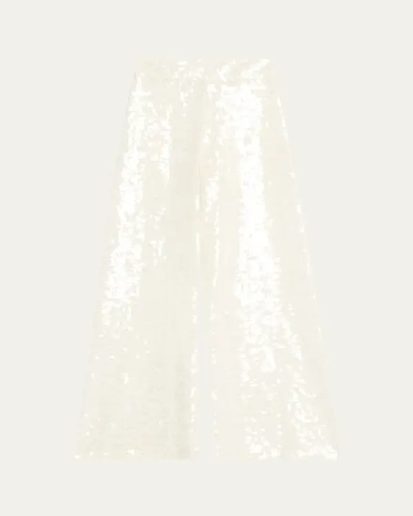Alice + Olivia Athena Sequined Wide-leg Pants - Off White/clear
