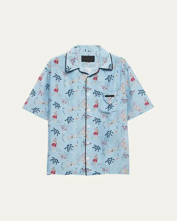 Prada Hawaiian-print Short-sleeve Shirt