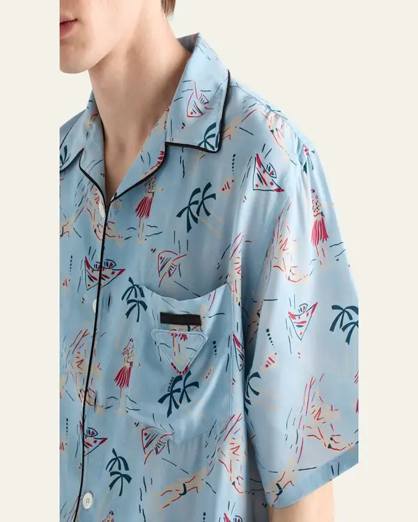 Prada Hawaiian-print Short-sleeve Shirt
