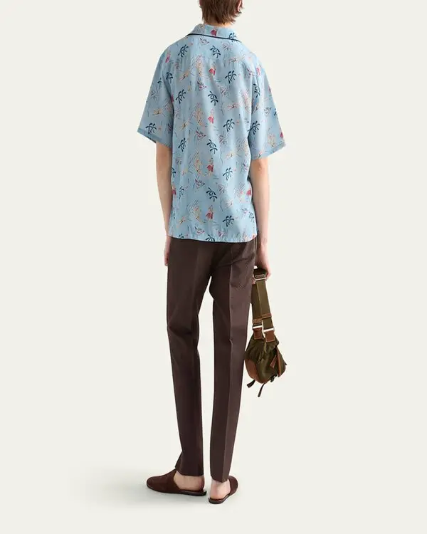 Prada Hawaiian-print Short-sleeve Shirt