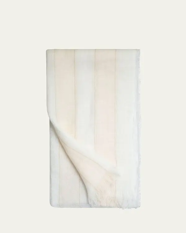 Akris Lurex Stripe Linen Scarf - Ecru-seashell