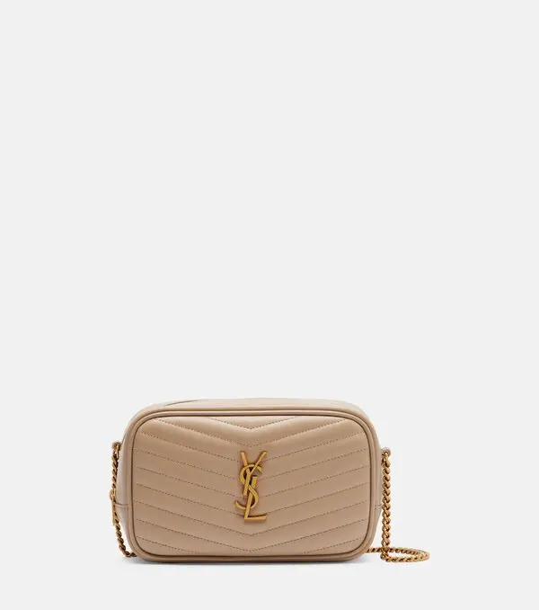 Saint Laurent Lou Mini Quilted Leather Camera Bag - Beige