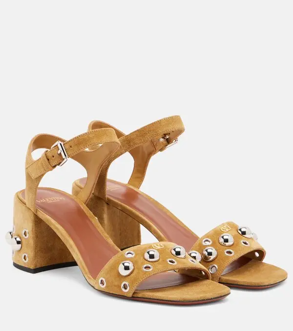 Valentino Garavani Nellcôte 60 Studded Suede Sandals - Brown