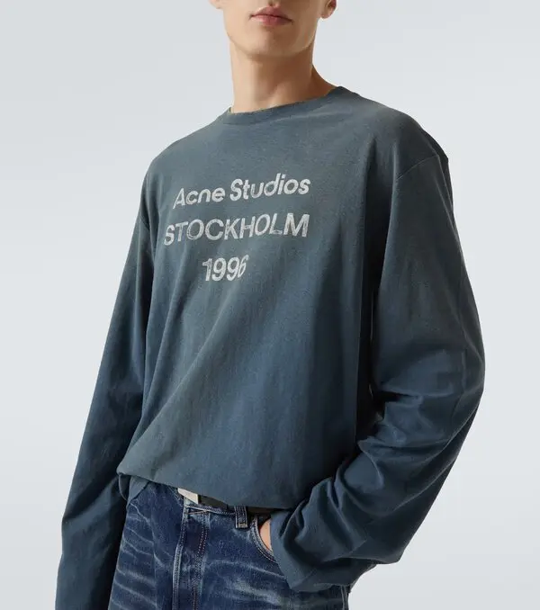 Acne Studios Logo-Print T-Shirt Blue Editorialist