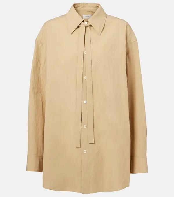 LEMAIRE Tie-detailed Cotton Shirt - Beige