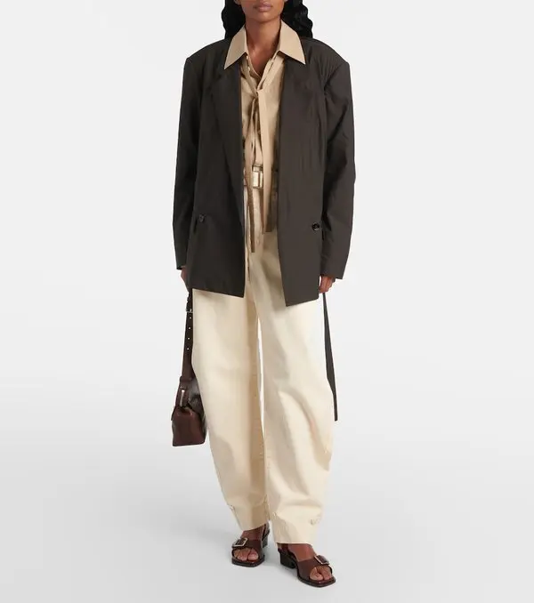 LEMAIRE Tie-detailed Cotton Shirt - Beige