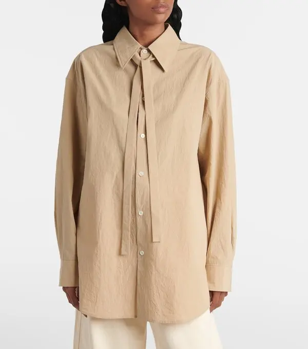 LEMAIRE Tie-detailed Cotton Shirt - Beige