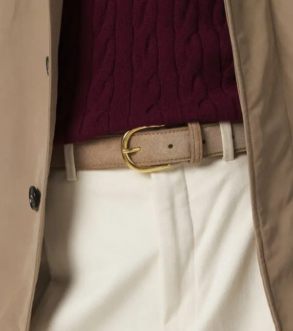 George Cleverley Suede Belt - Beige