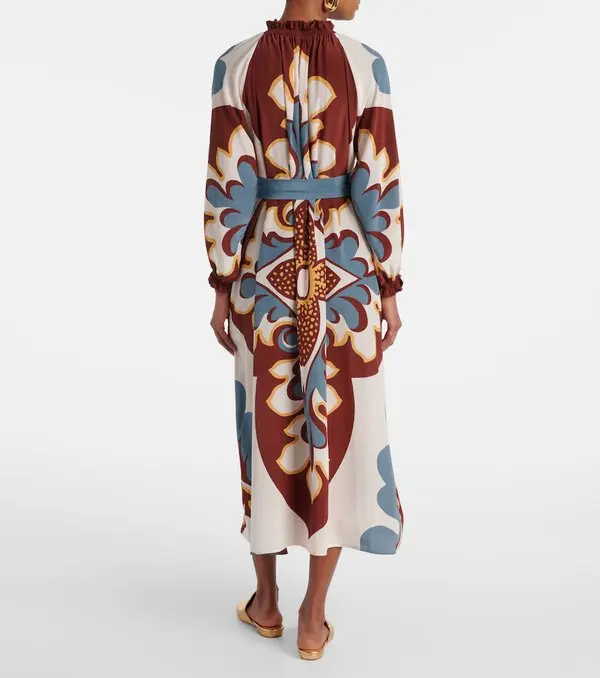 La DoubleJ Cerere Silk Crêpe De Chine Midi Dress - Multicoloured