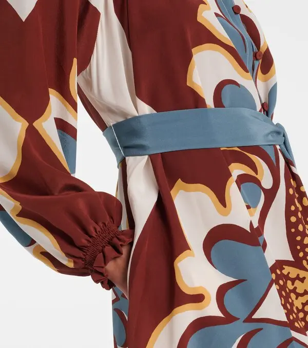 La DoubleJ Cerere Silk Crêpe De Chine Midi Dress - Multicoloured