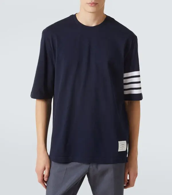 Thom Browne 4-bar Cotton Jersey T-shirt - Blue