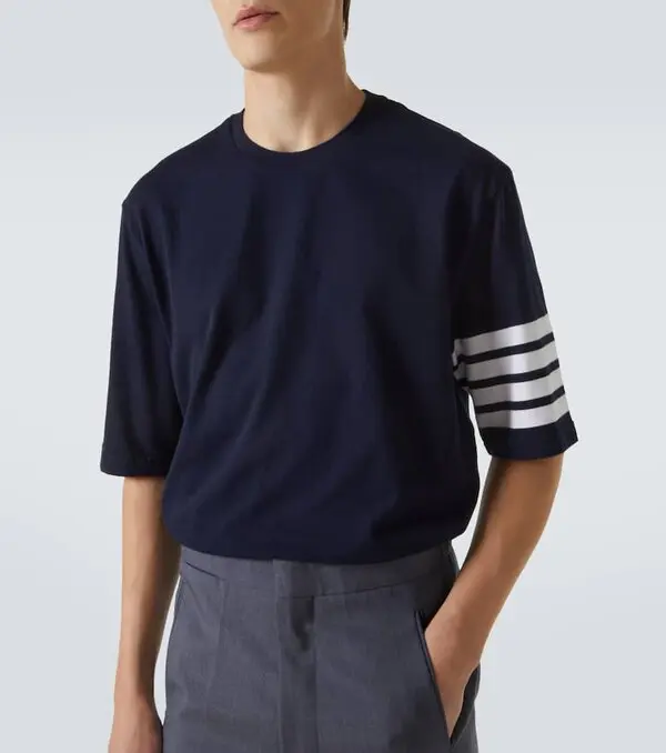 Thom Browne 4-bar Cotton Jersey T-shirt - Blue