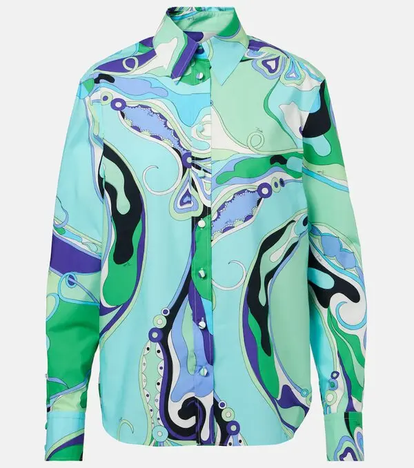 Emilio Pucci Orchidee Printed Cotton Shirt - Green