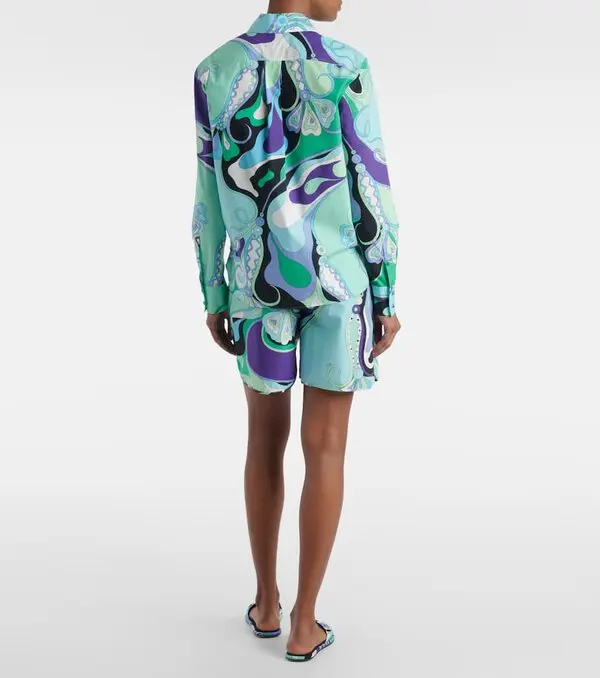 Emilio Pucci Orchidee Printed Cotton Shirt - Green
