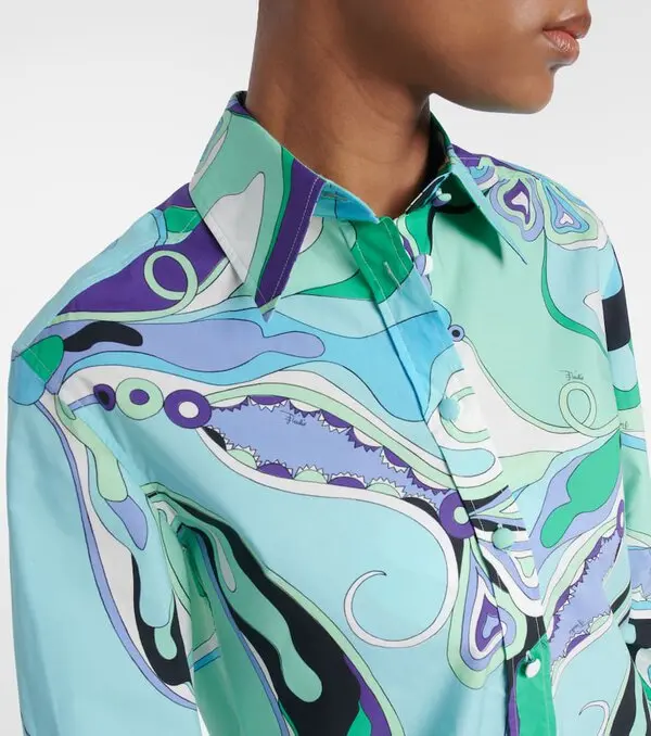 Emilio Pucci Orchidee Printed Cotton Shirt - Green