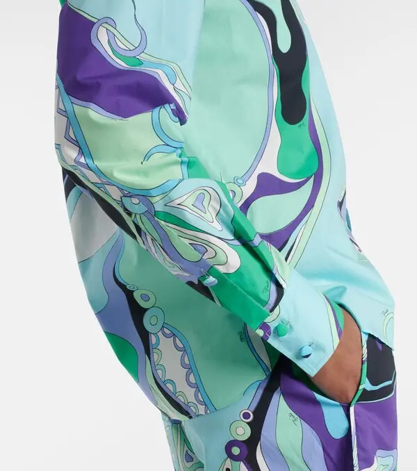 Emilio Pucci Orchidee Printed Cotton Shirt - Green