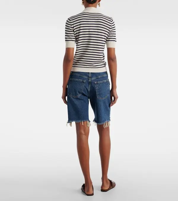 FRAME The Sailor Striped Tie-neck Sweater