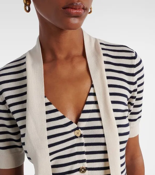 FRAME The Sailor Striped Tie-neck Sweater