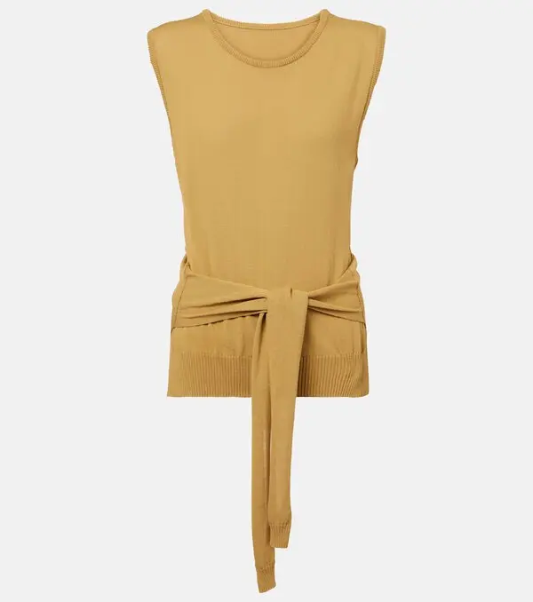 LEMAIRE Knitted Tie-detail Cotton Top - Yellow