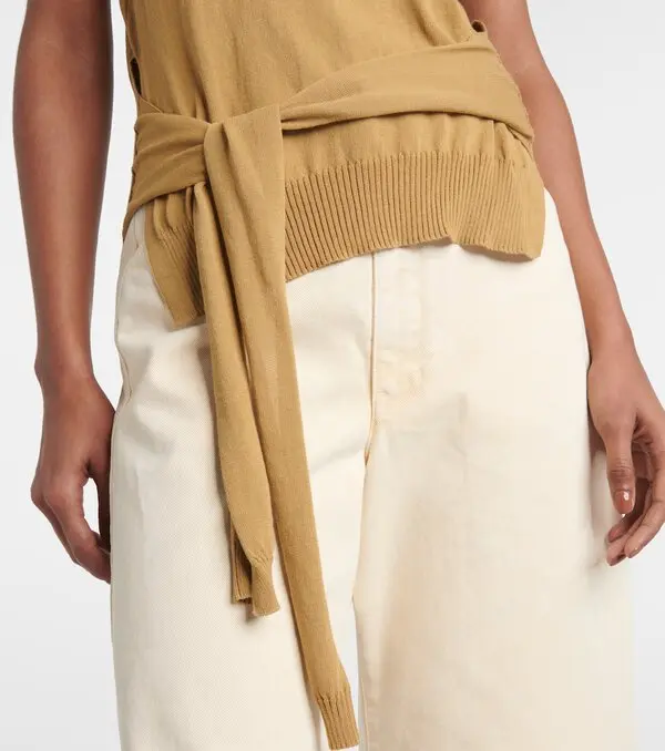 LEMAIRE Knitted Tie-detail Cotton Top - Yellow