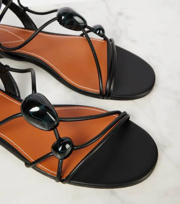 Zimmermann Gleam Leather Sandals - Black