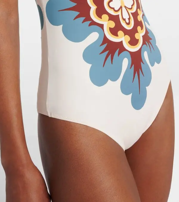 La DoubleJ Goddess Printed One-shoulder Swimsuit