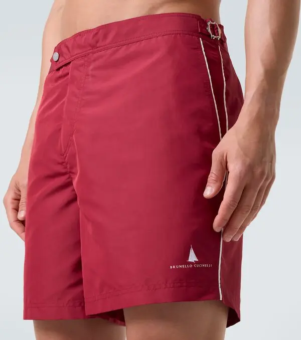 Brunello Cucinelli Logo Swim Trunks - Red