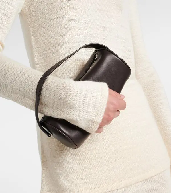 THE ROW Round '90s Leather Tote Bag - Brown