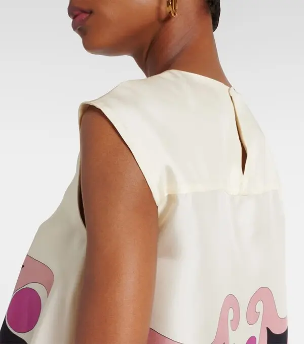 La DoubleJ San Carlo Printed Silk Twill Top - White