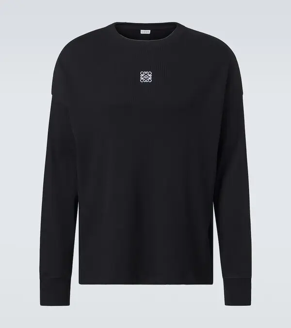 Loewe Anagram Ribbed-knit Cotton T-shirt - Black