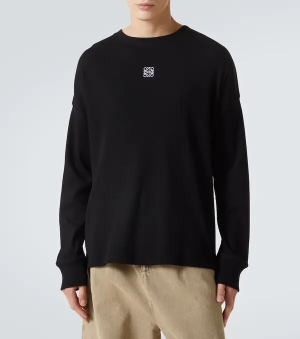 Loewe Anagram Ribbed-knit Cotton T-shirt - Black