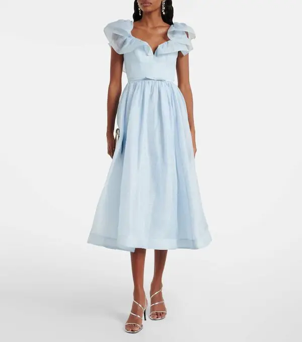 Zimmermann Dawning Linen And Silk Midi Dress