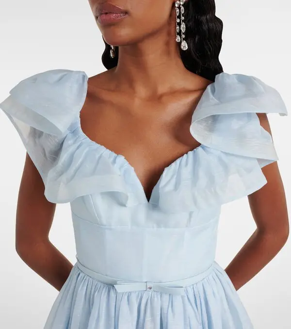 Zimmermann Dawning Linen And Silk Midi Dress