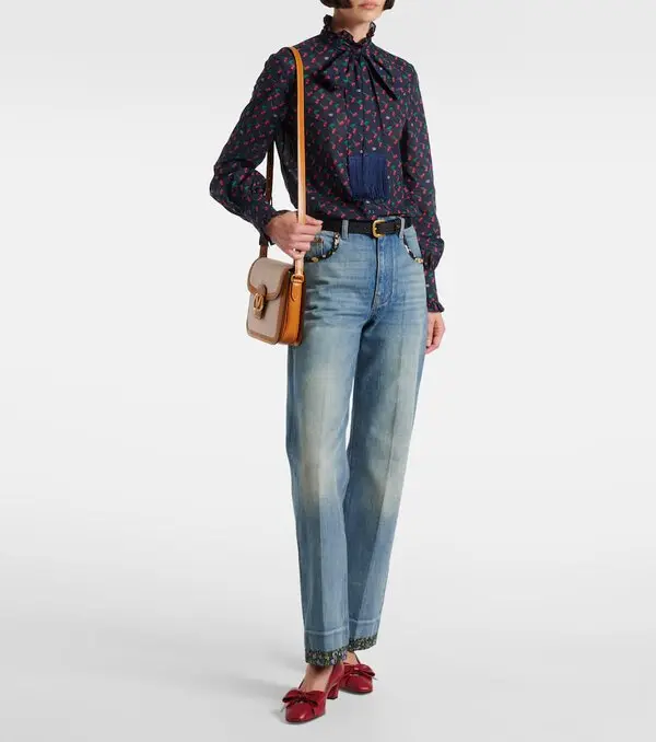 Valentino Garavani Bow-detail Cotton Muslin Blouse - Blue