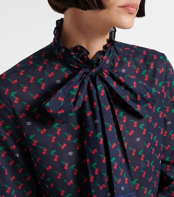 Valentino Garavani Bow-detail Cotton Muslin Blouse - Blue