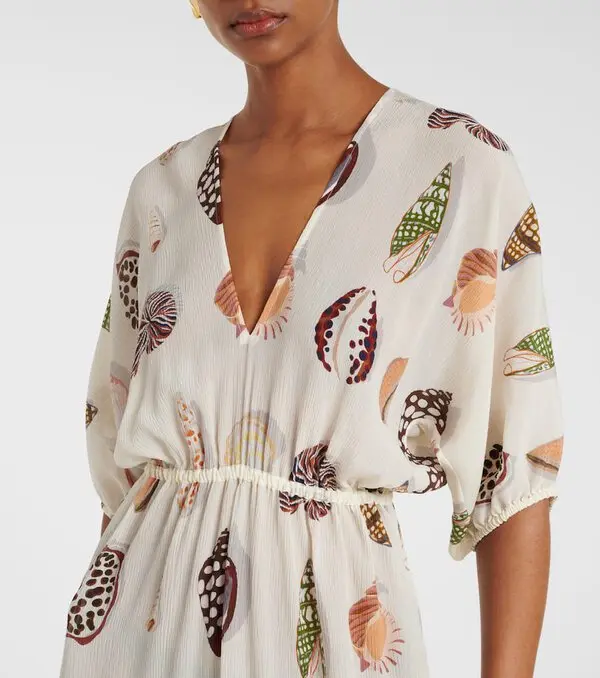 ERES Coffea Printed Silk Midi Dress - Beige