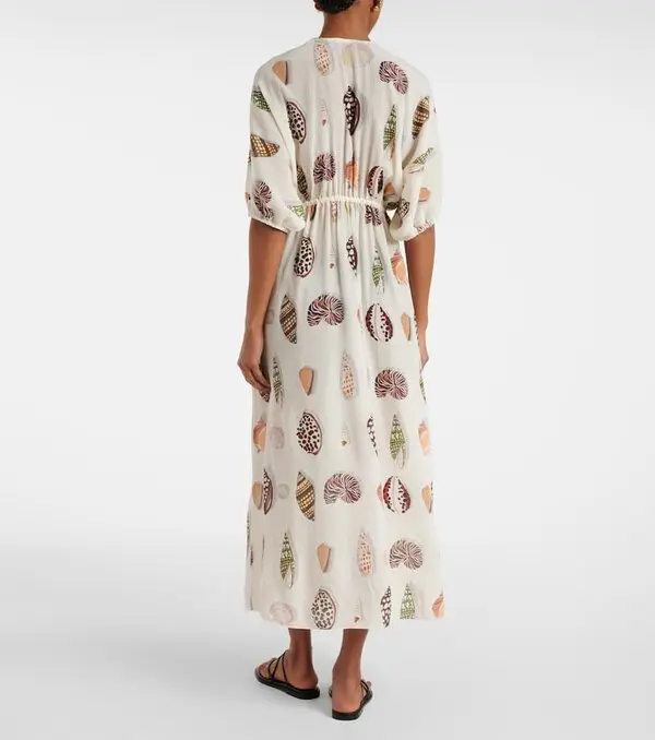 ERES Coffea Printed Silk Midi Dress - Beige