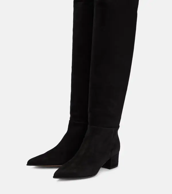GIANVITO ROSSI Piper Suede Knee-high Boots - Black