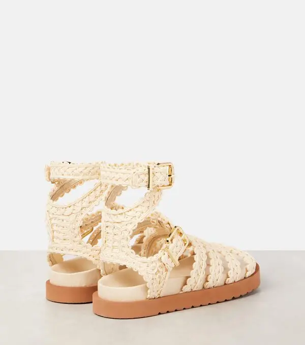 Zimmermann Goldie Raffia Gladiator Sandals