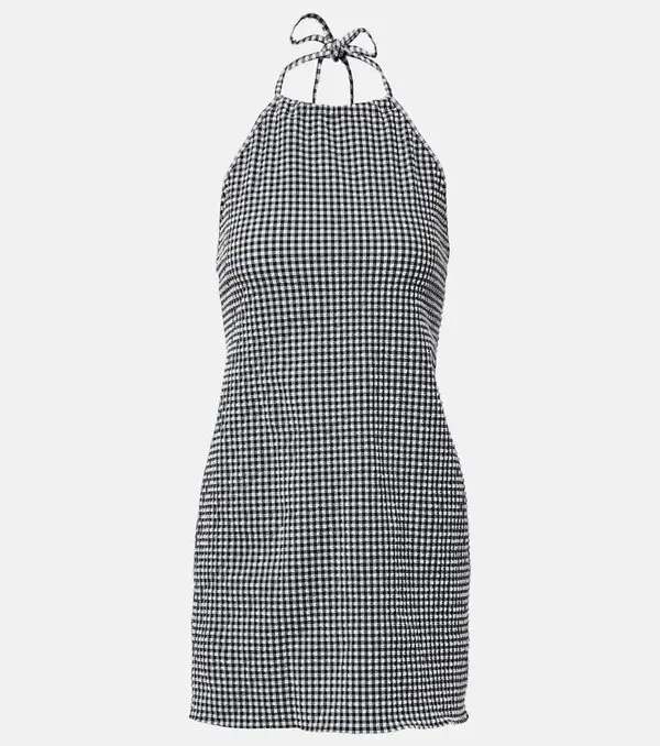 Hunza G Gingham Seersucker Minidress - Black