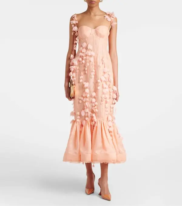 Zimmermann Dawning Linen And Silk Midi Dress - Pink