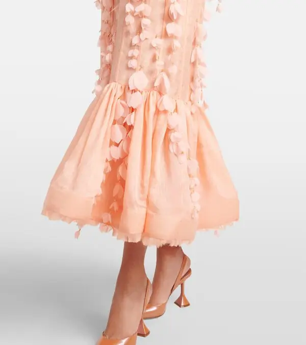 Zimmermann Dawning Linen And Silk Midi Dress - Pink