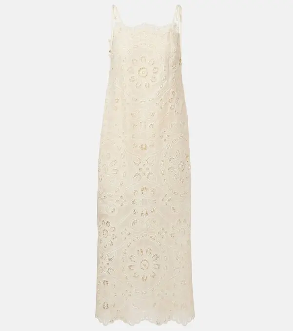 Zimmermann Rhiannon Embroidered Cotton Midi Dress