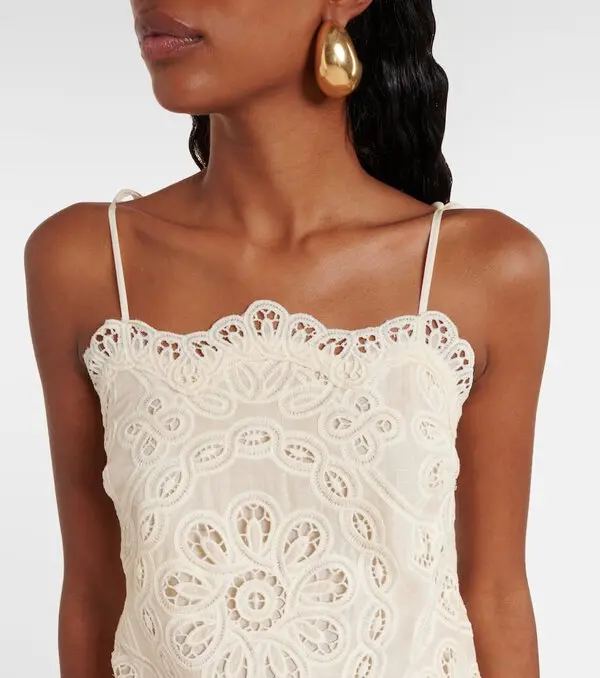 Zimmermann Rhiannon Embroidered Cotton Midi Dress