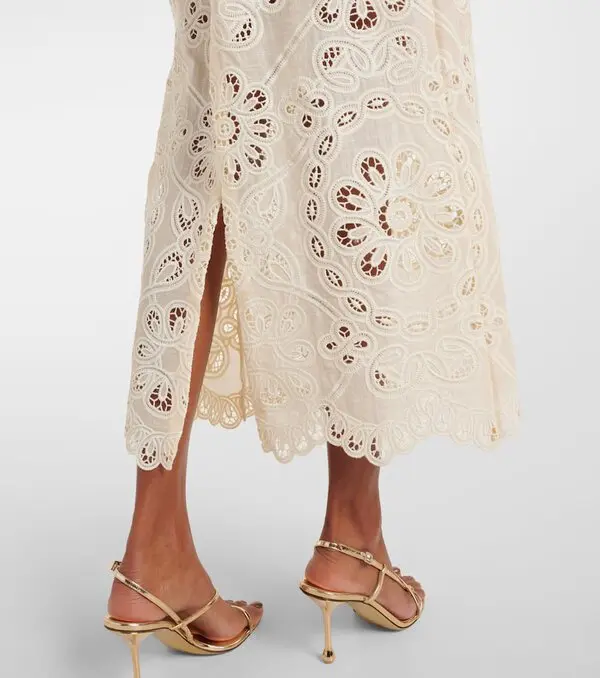 Zimmermann Rhiannon Embroidered Cotton Midi Dress