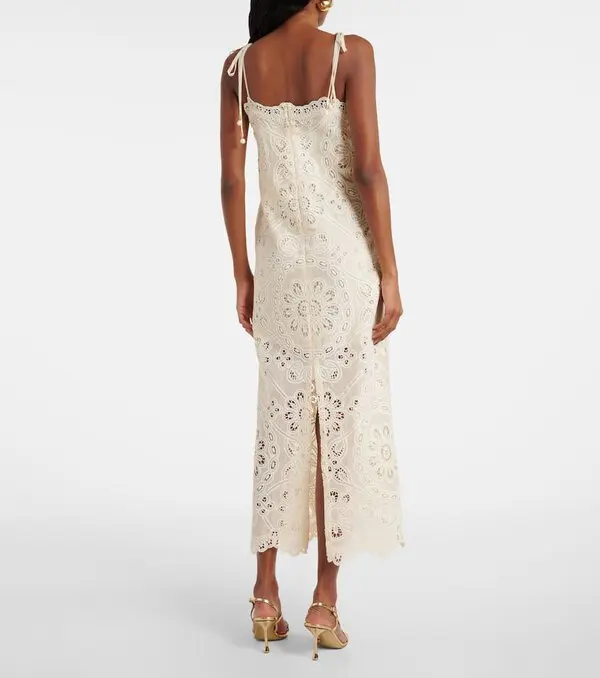 Zimmermann Rhiannon Embroidered Cotton Midi Dress
