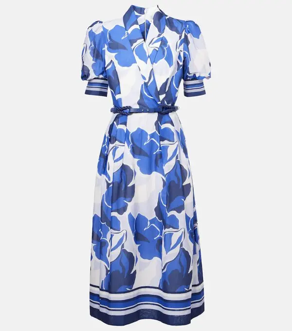 Rebecca Vallance Paros Floral Cotton Midi Dress - Blue