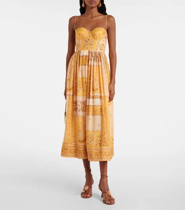 Zimmermann Lucky Shirred Cotton Corset Dress