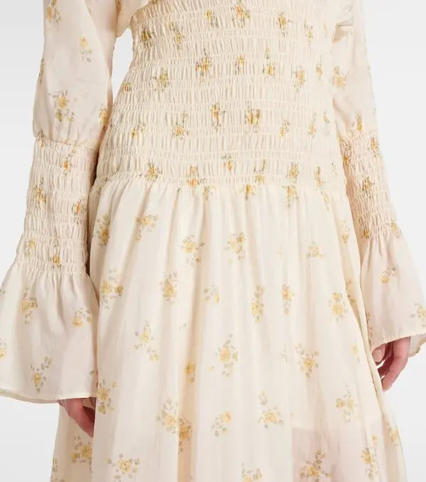 GANNI Printed Smocked Maxi Dress